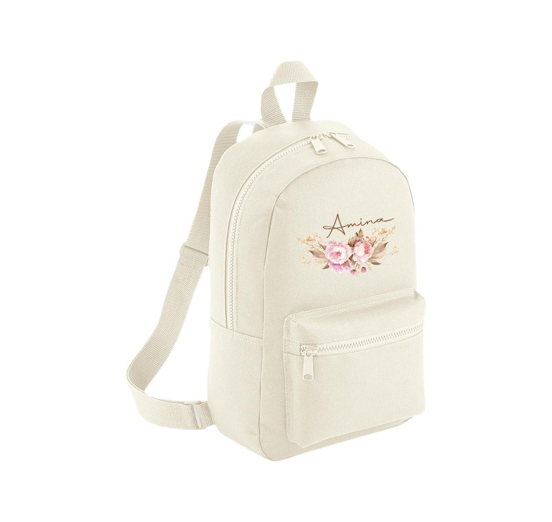 Personalised Flowers Backpack, Rucksack, Pink Flowers, Back to School ...