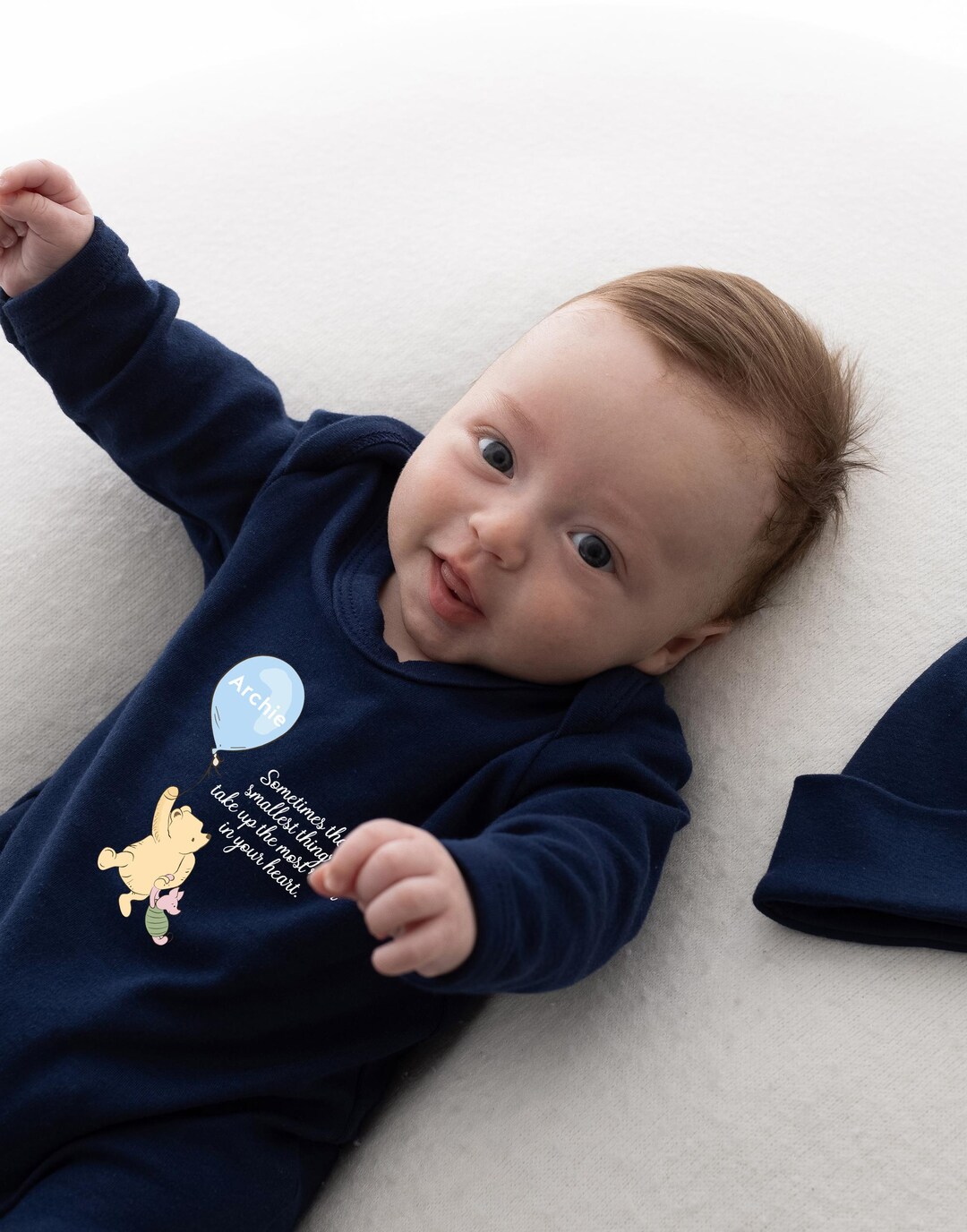 Personalised Classic Winnie Babygrow and Hat,hello World, Baby Grow ...