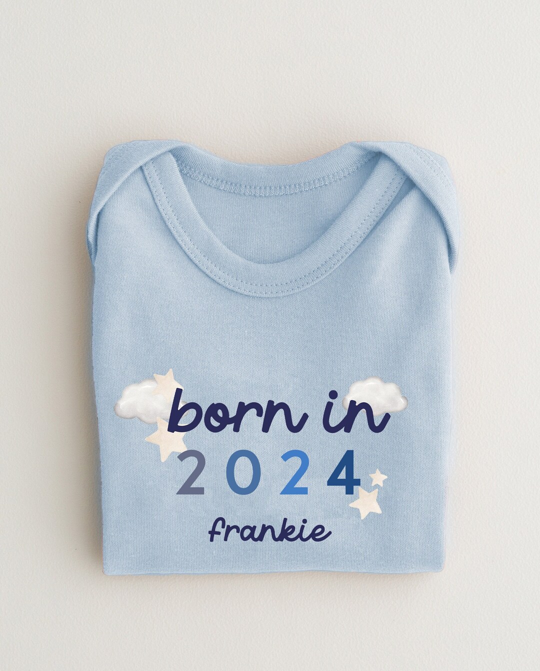 Hello World Personalised Born in 2024 Babygrow With Hat Blue Baby Grow ...
