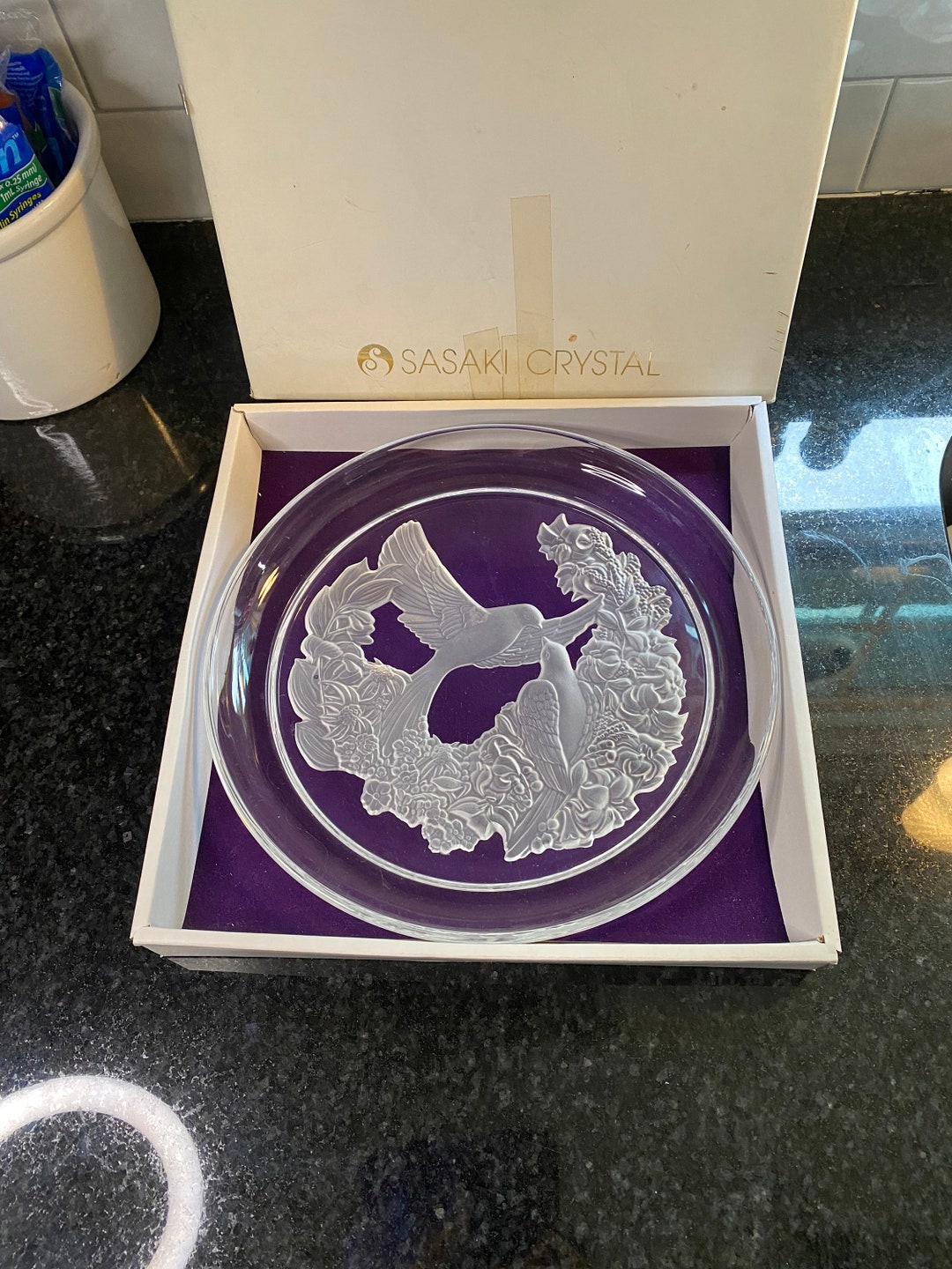 Morning Doves Crystal Plate Frosted Cut Relief Japan - Etsy