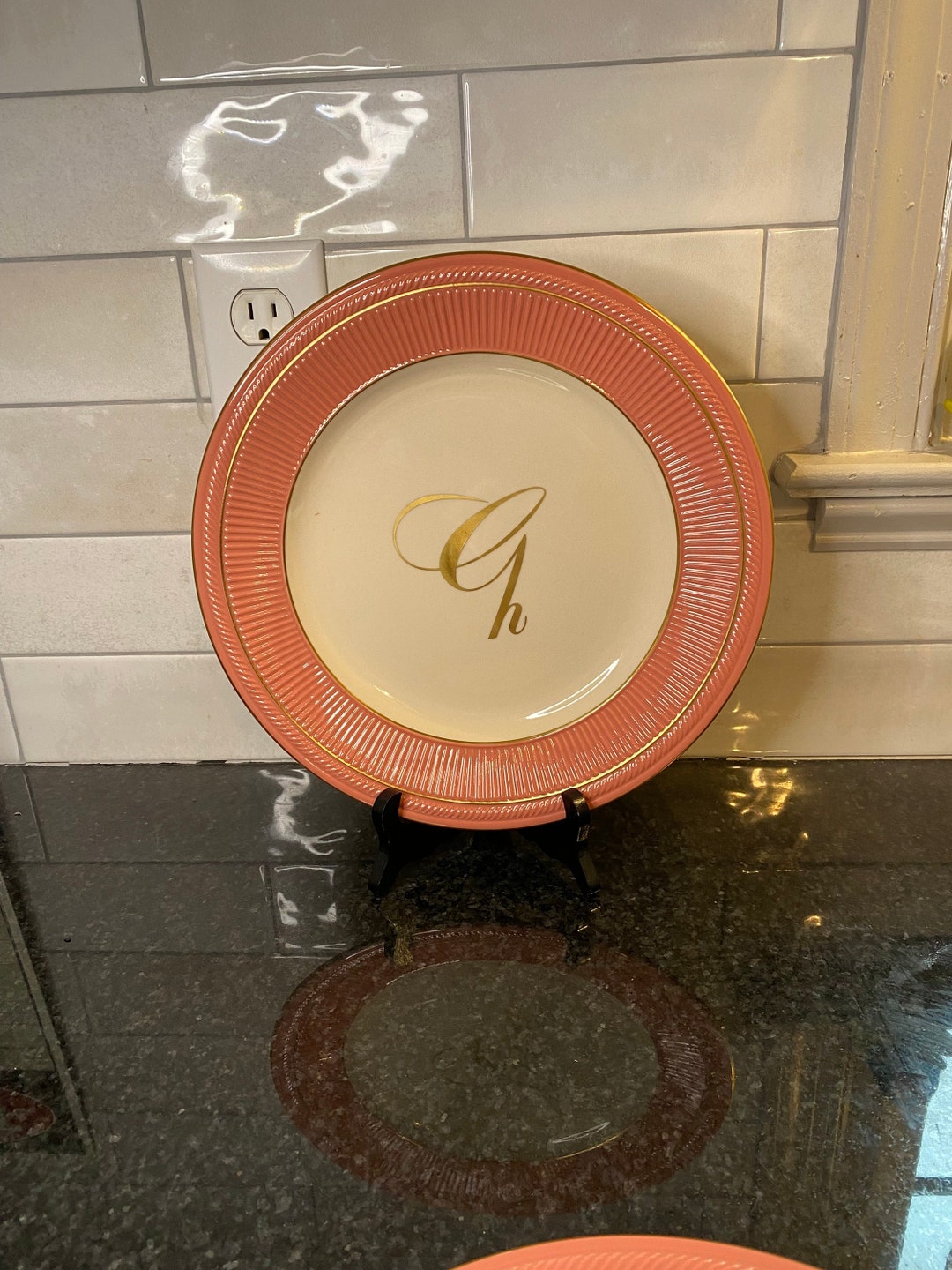 Salmon Pink Monogram Dinner Plate Hotel China 11 - Etsy