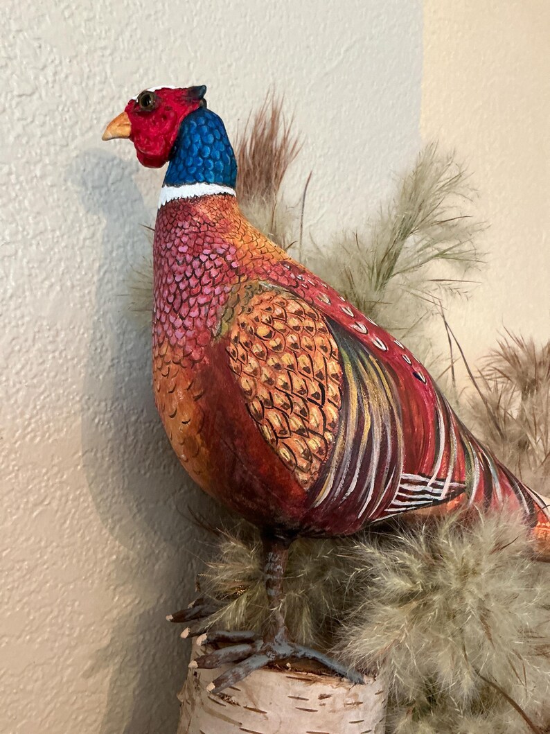 Elegant Pheasant Decoration, No Animal Products , Handmade Ring Neck ...