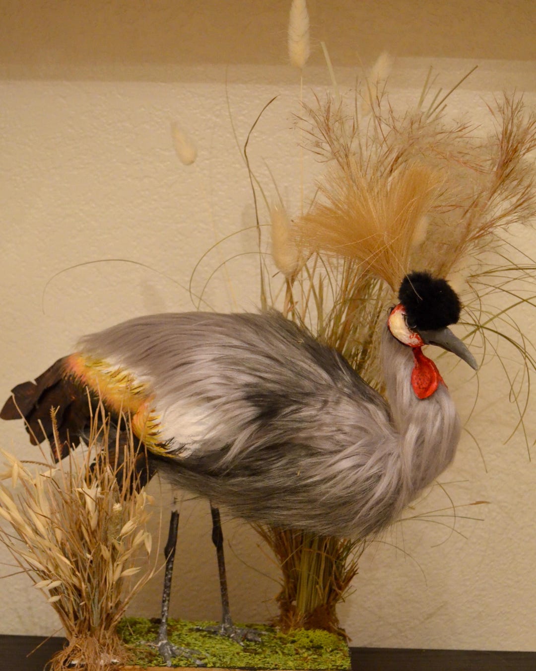 African Crowned Gray Crane Textile Sculpture. - Etsy