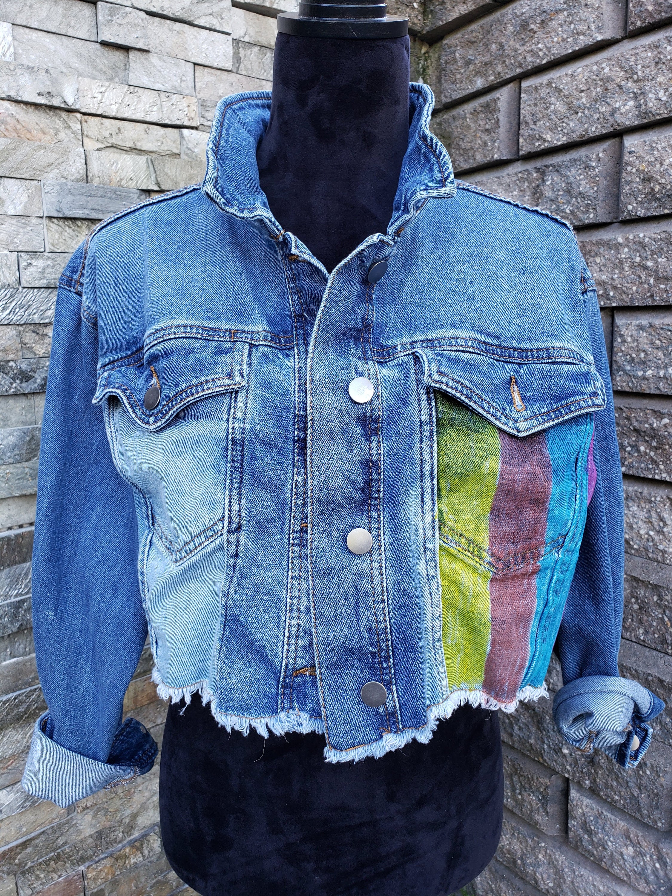 HAND PAINTED JACKET. Denim Jeans Jacket. Handcrafted. Permanent Markers ...