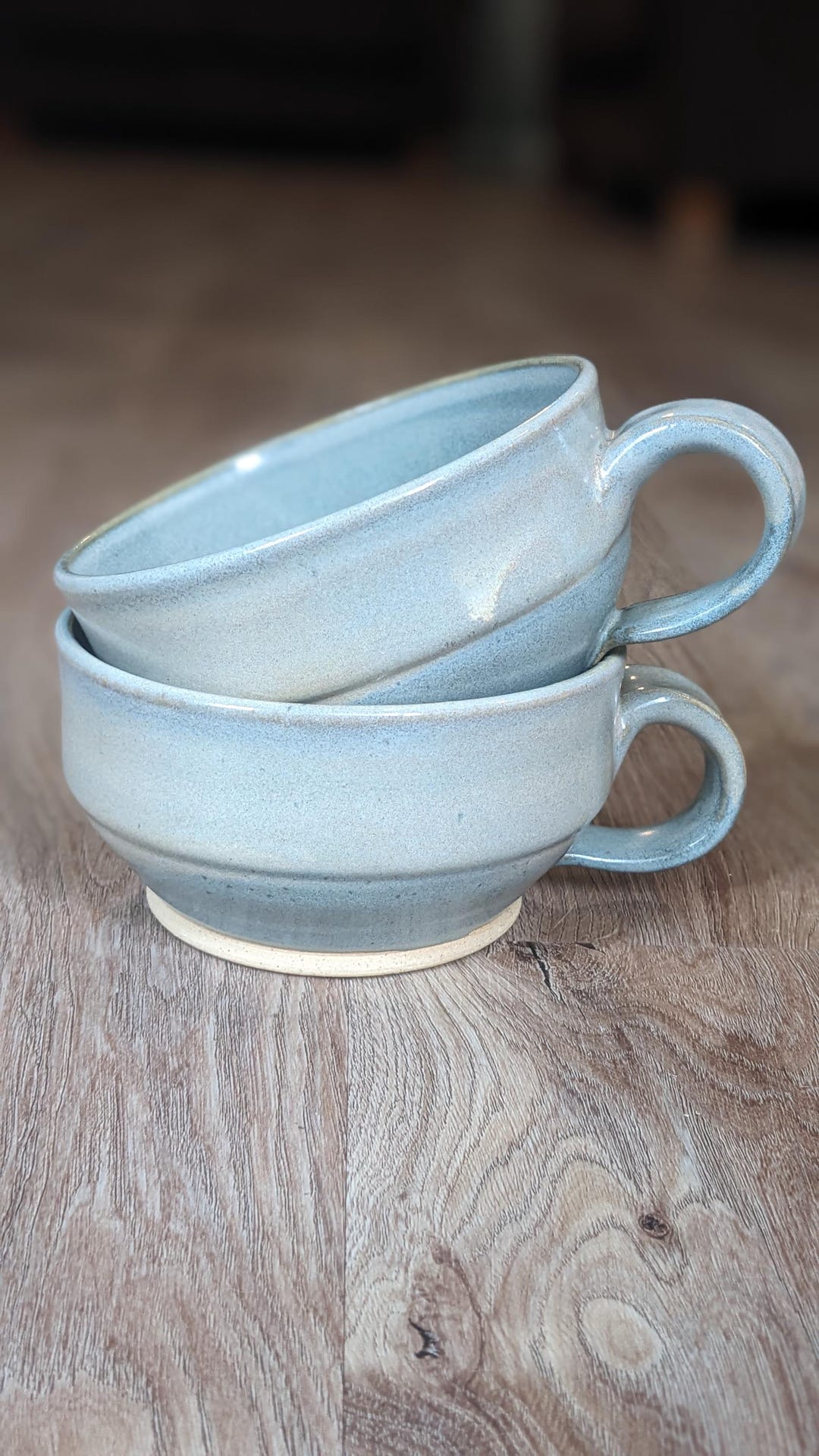 Sea Blue Bowl Mugs With Pale Rim, A - Etsy