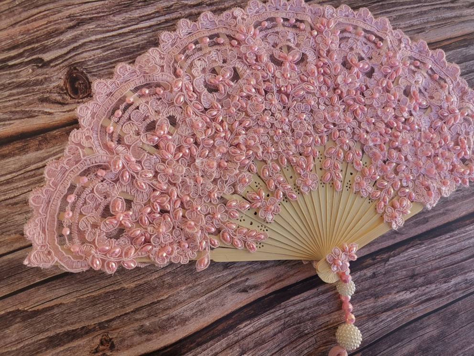 Pink Wedding Fan Non Folding Bridal Fans Lace Fan for - Etsy