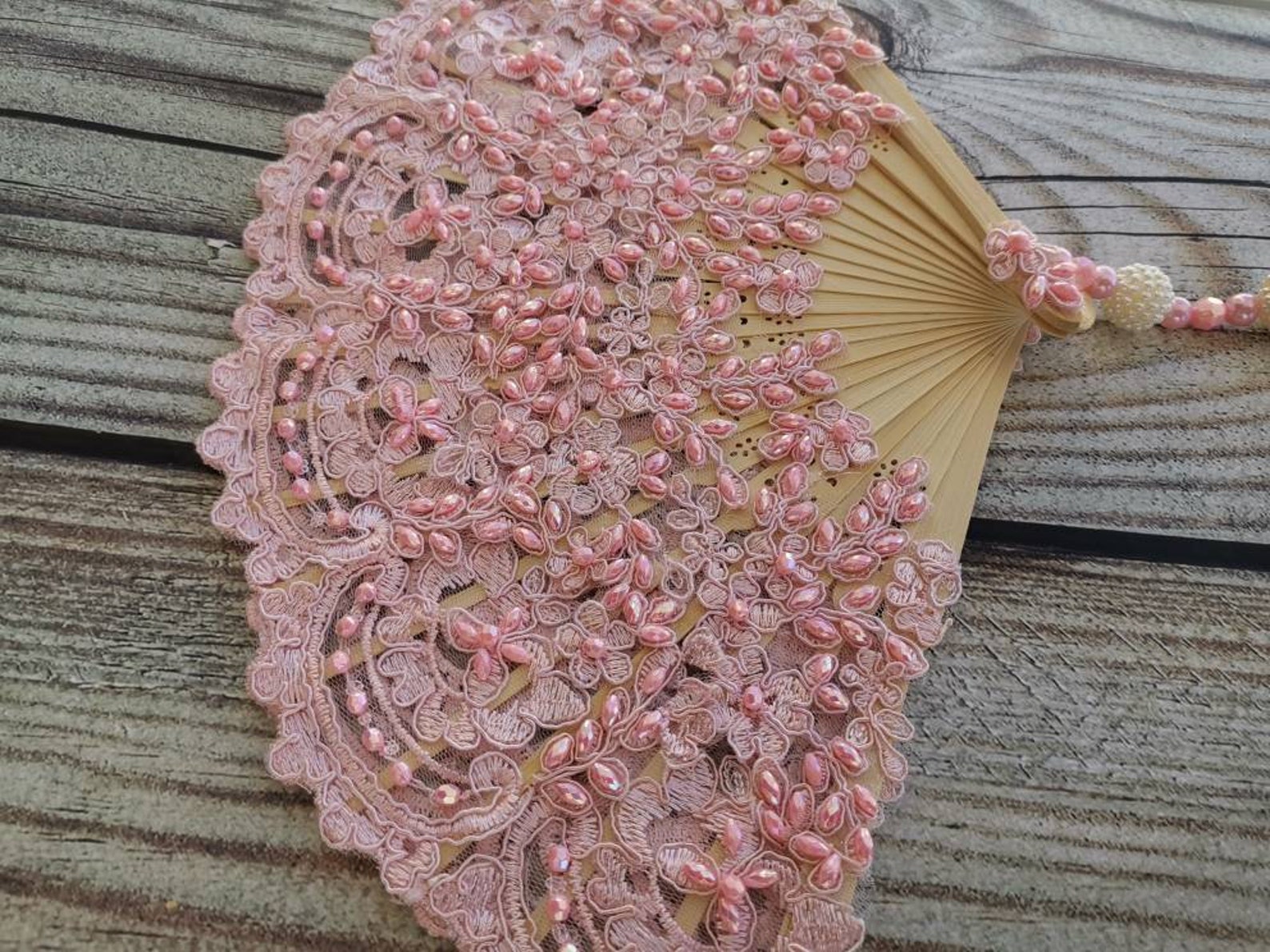 Pink Wedding Fan Non Folding Bridal Fans Lace Fan for - Etsy