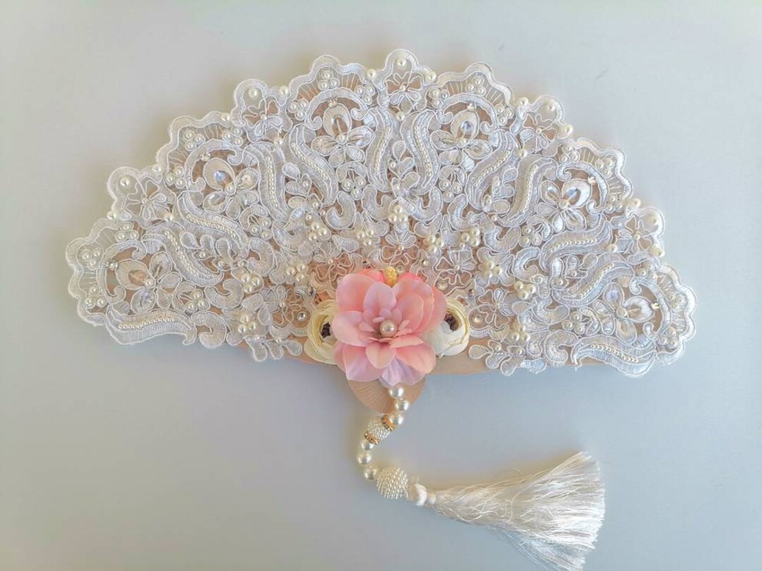 Off White Lace Fan, Non Folding Wedding Fan, Bridal Fan, Ivory Bridal ...