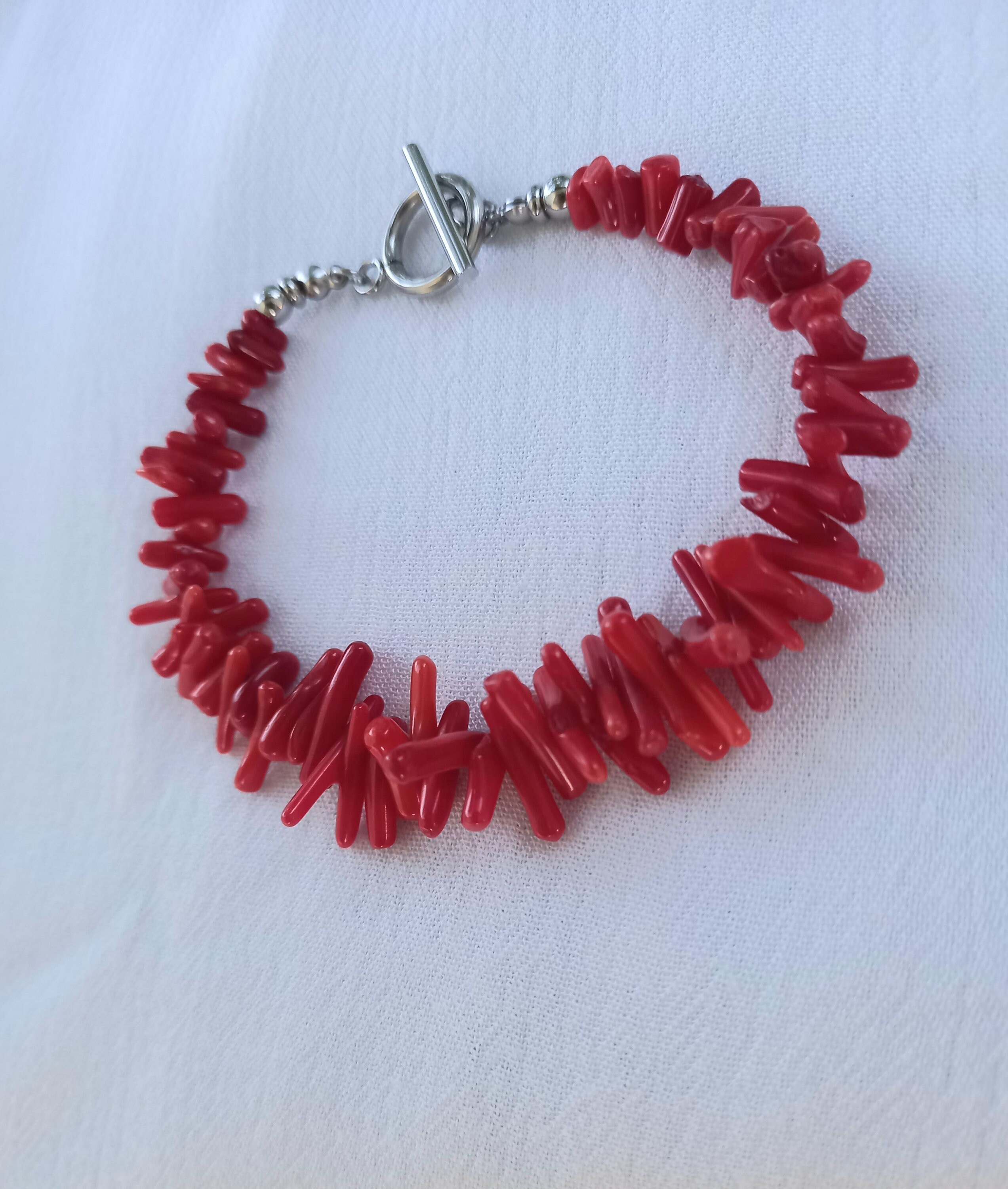 Coral Bracelet Bracelet Red Coral Bracelet Gift for Her - Etsy