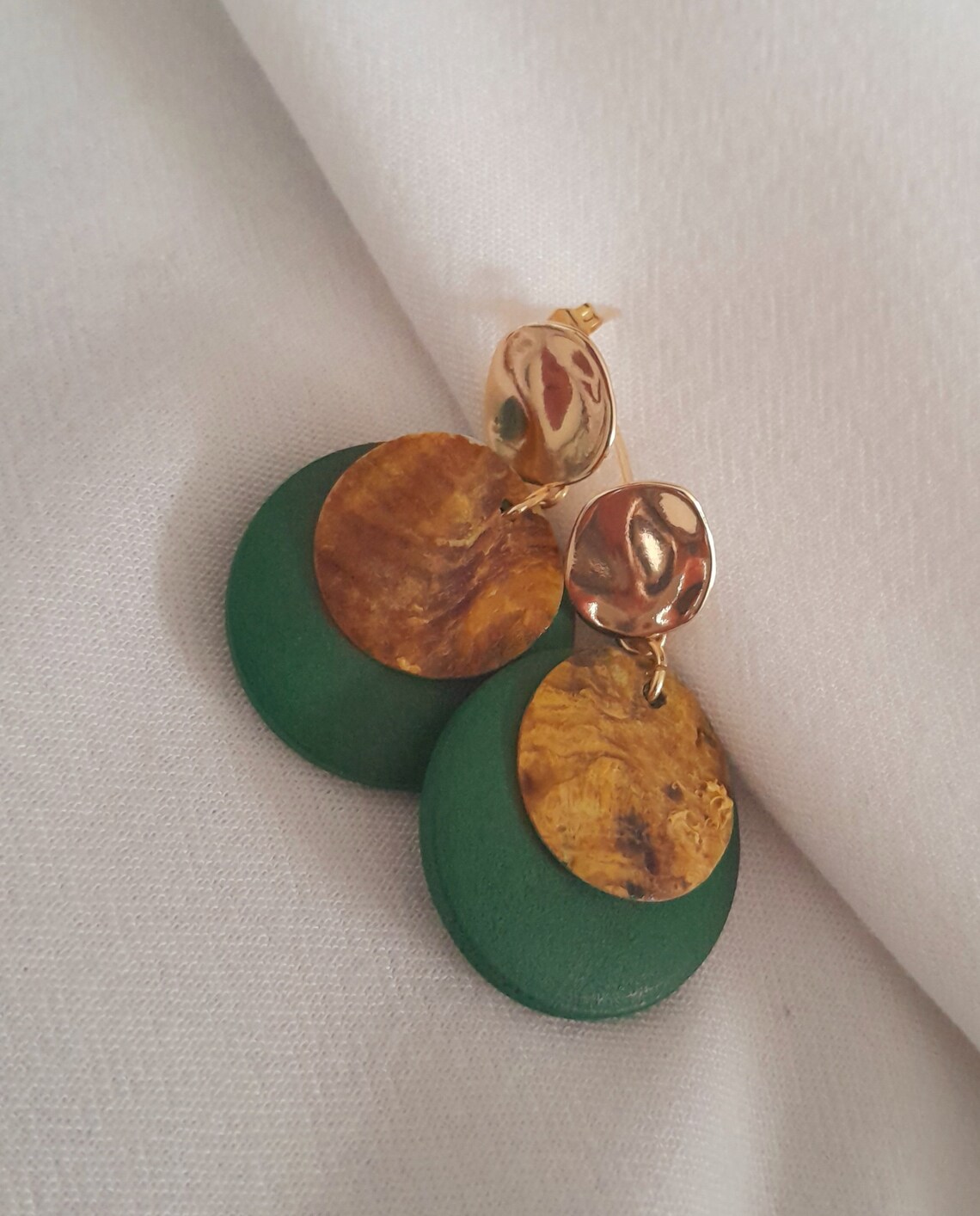 Wooden Earrings Wooden and Shell Earrigs Round Wooden Earrings - Etsy
