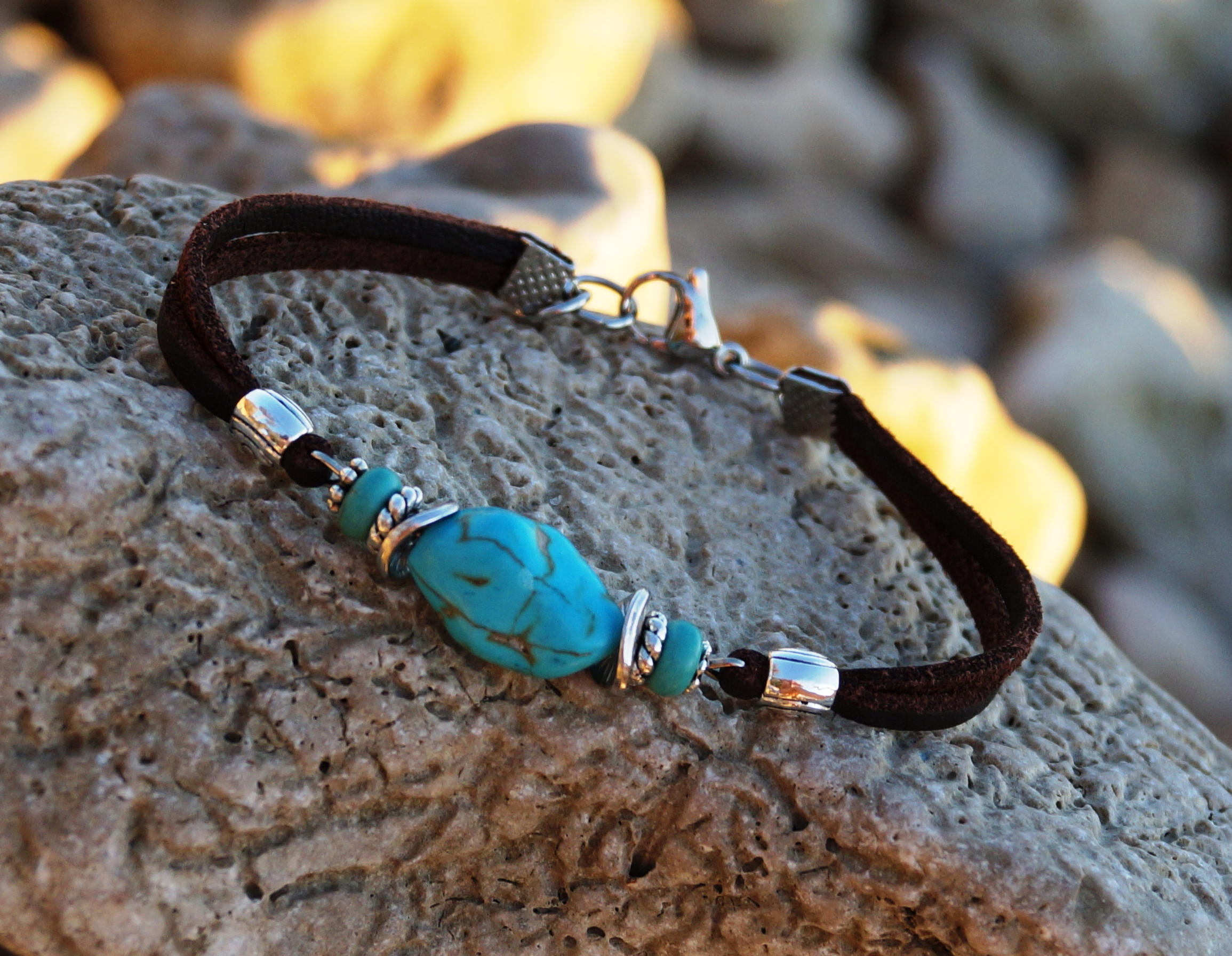 Turquoise Bracelet Turquoise Beads Bracelet Boho Bracelet Free Shipping ...