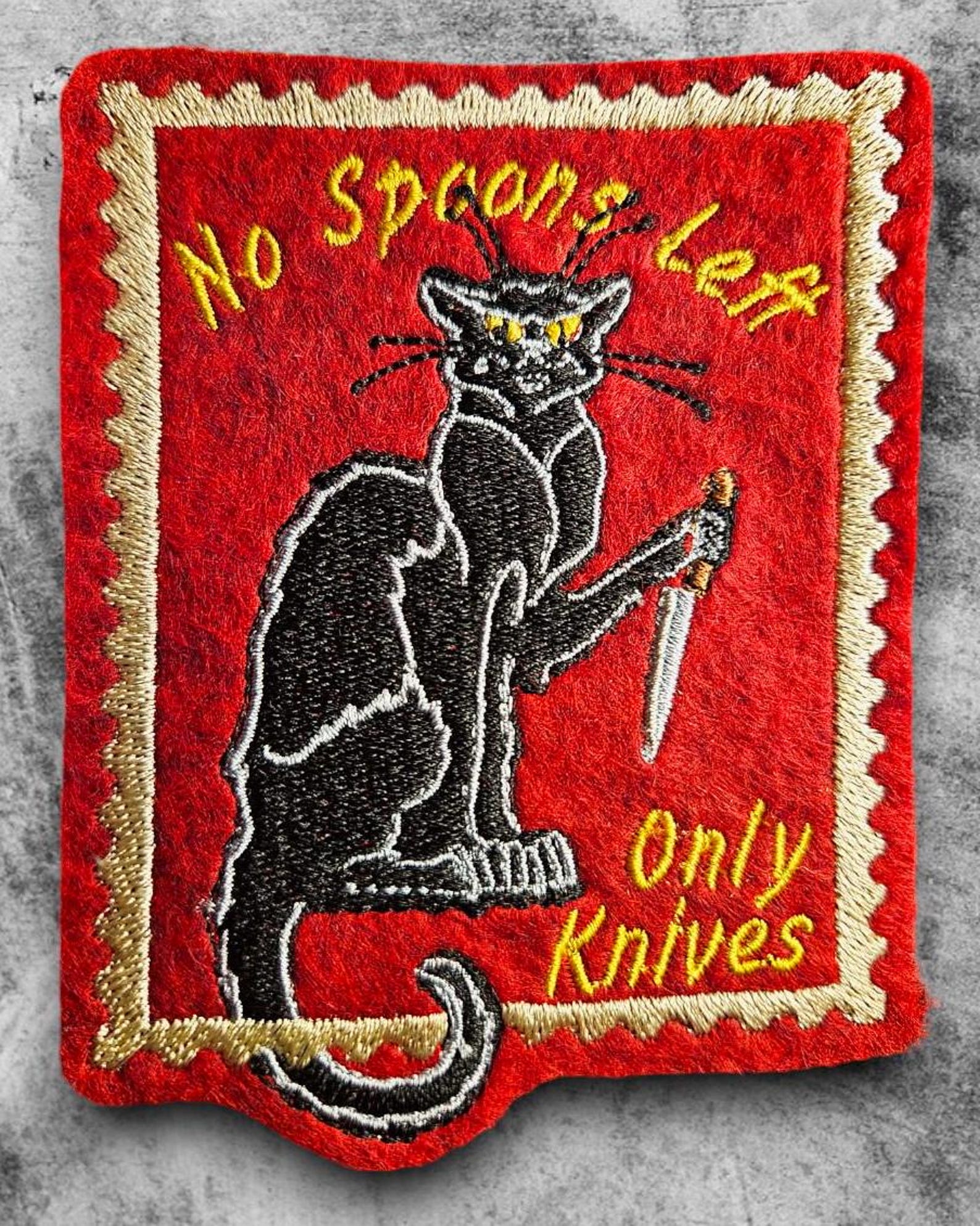 PATCH Noir Cat With Knife Patch - "no Spoons Left, Only Knives" (spoon ...
