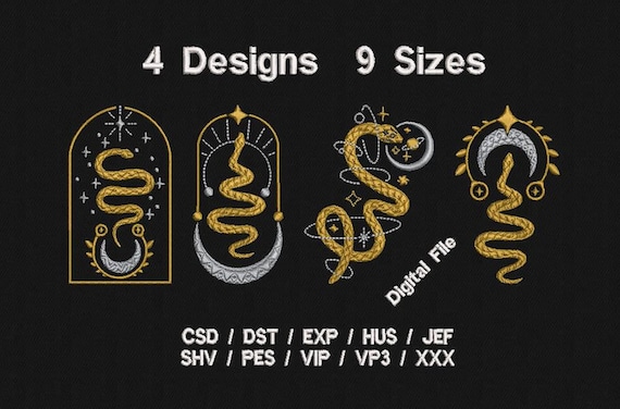 Lunar Snake Collection X9 Sizes Machine Embroidery - Etsy