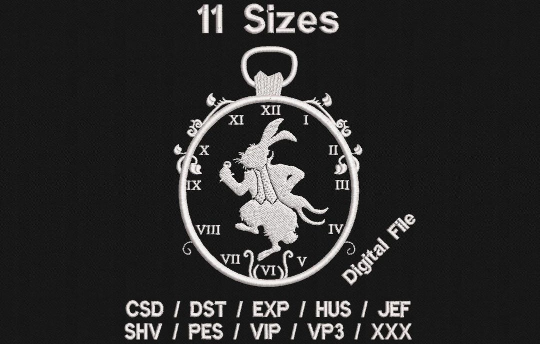 Alice White Rabbit Embroidery Design X 11 Sizes - Etsy