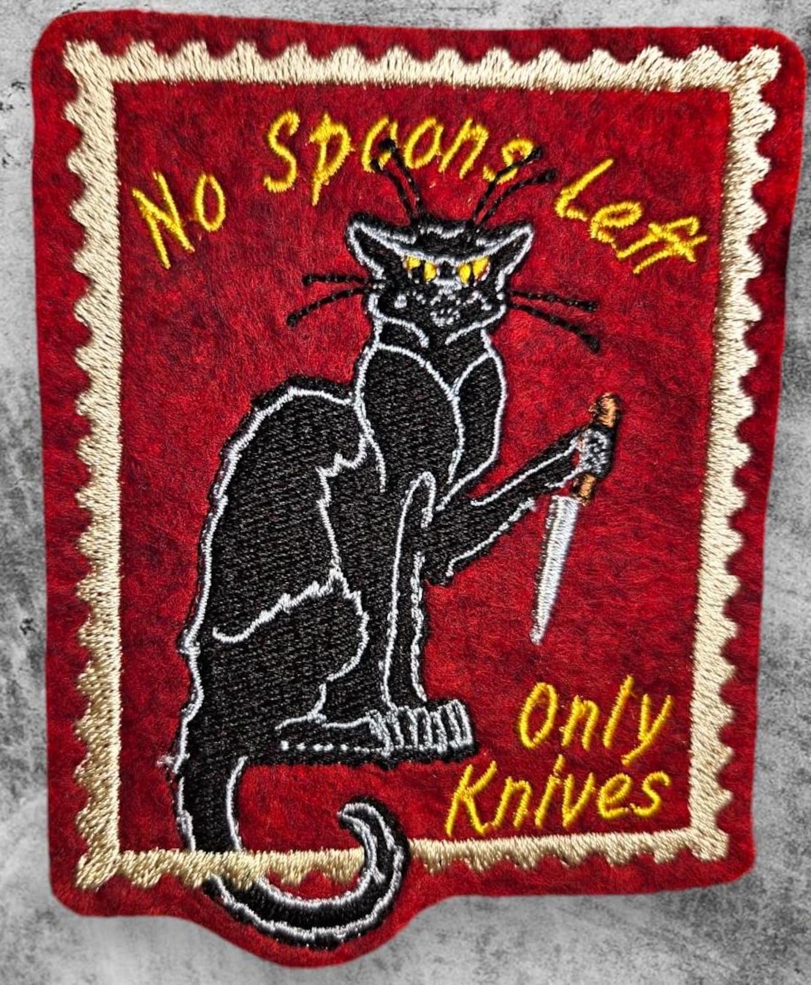 PATCH Noir Cat With Knife Patch - "no Spoons Left, Only Knives" (spoon ...