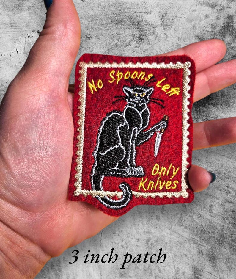 PATCH Noir Cat With Knife Patch - "no Spoons Left, Only Knives" (spoon ...