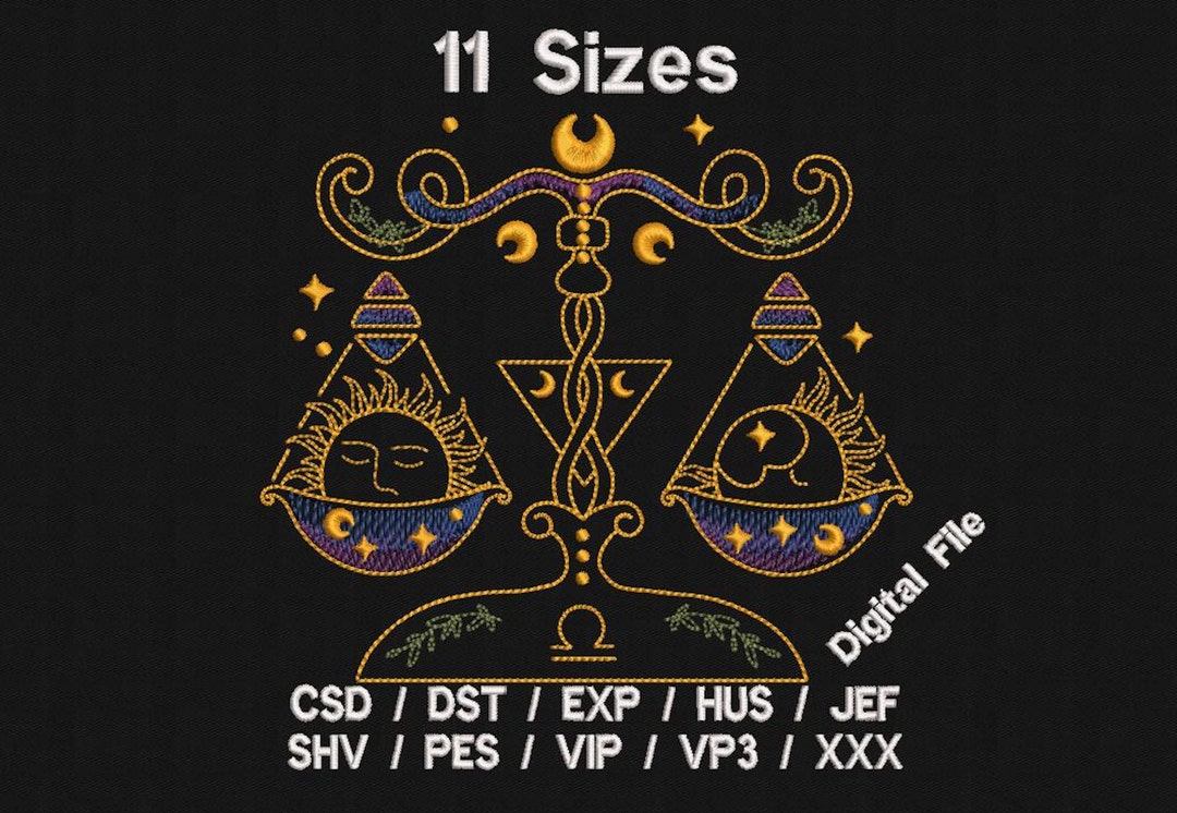 Libra 11 Sizes Machine Embroidery - Etsy