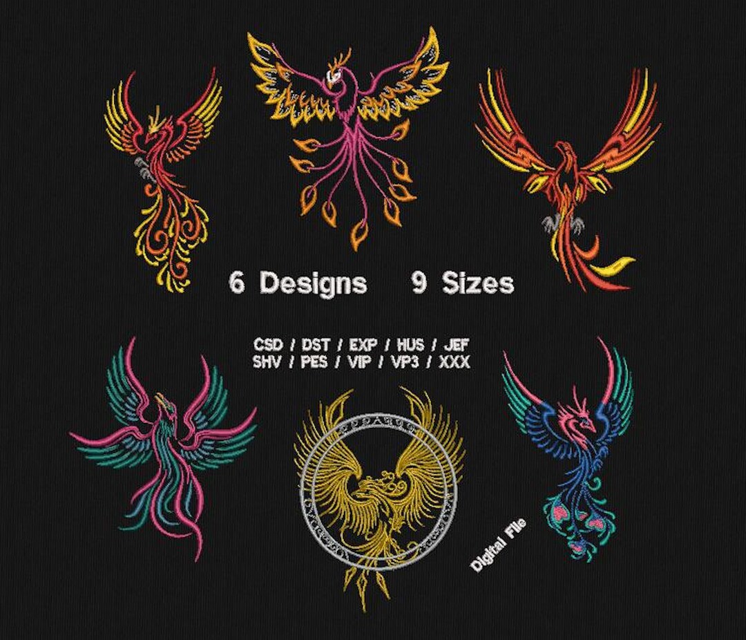 Phoenix Collection Machine Embroidery - Etsy