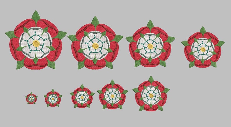 Tudor Rose X9 Sizes Machine Embroidery - Etsy