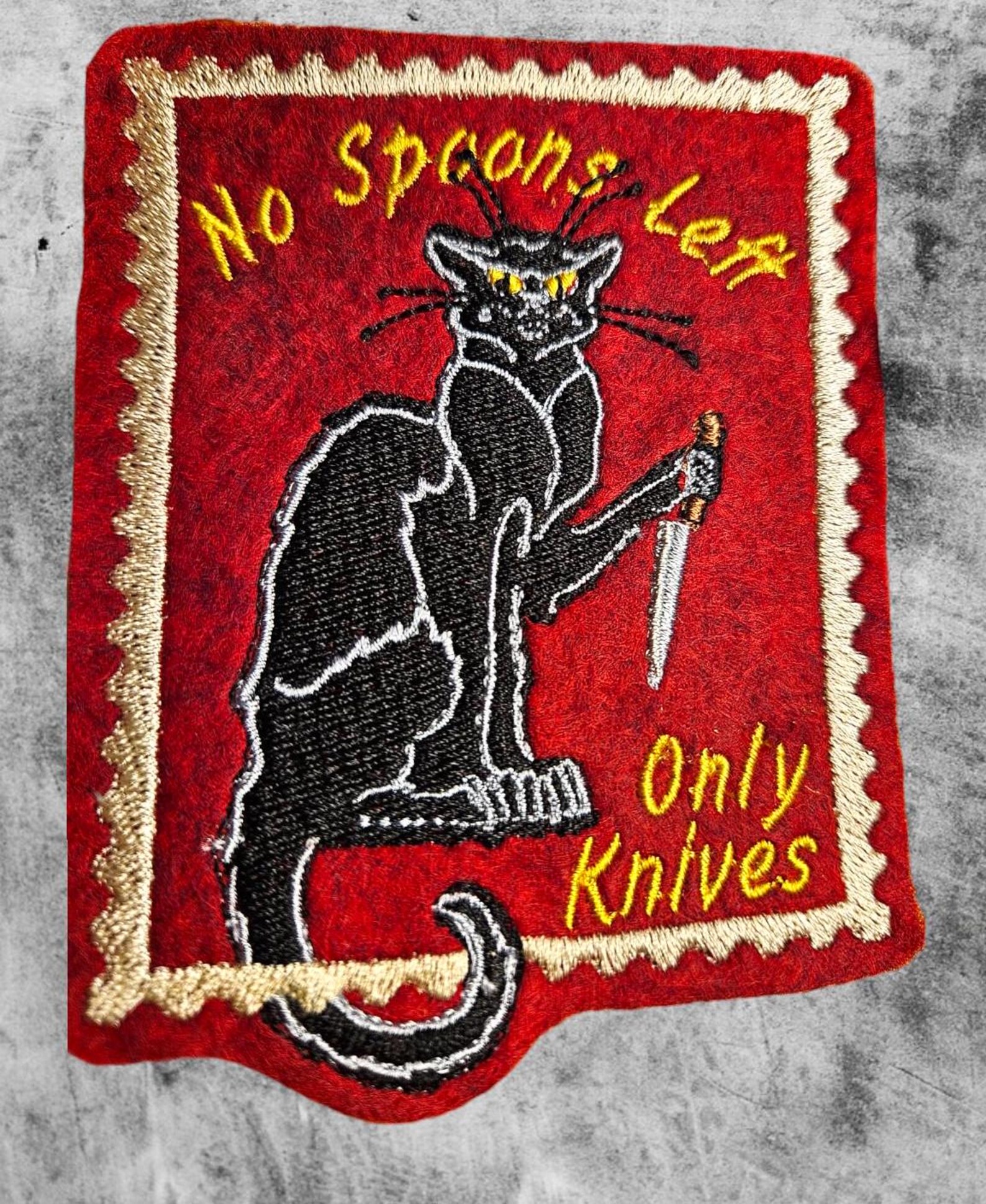PATCH Noir Cat With Knife Patch - "no Spoons Left, Only Knives" (spoon ...