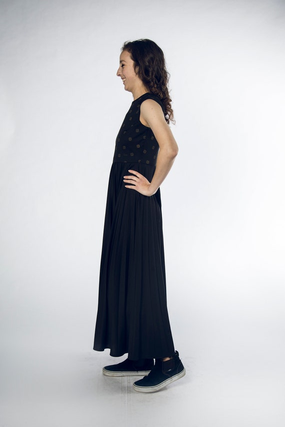 Amazing 1970s Black Alfred Shaheen Maxi Empire Sleeve… - Gem