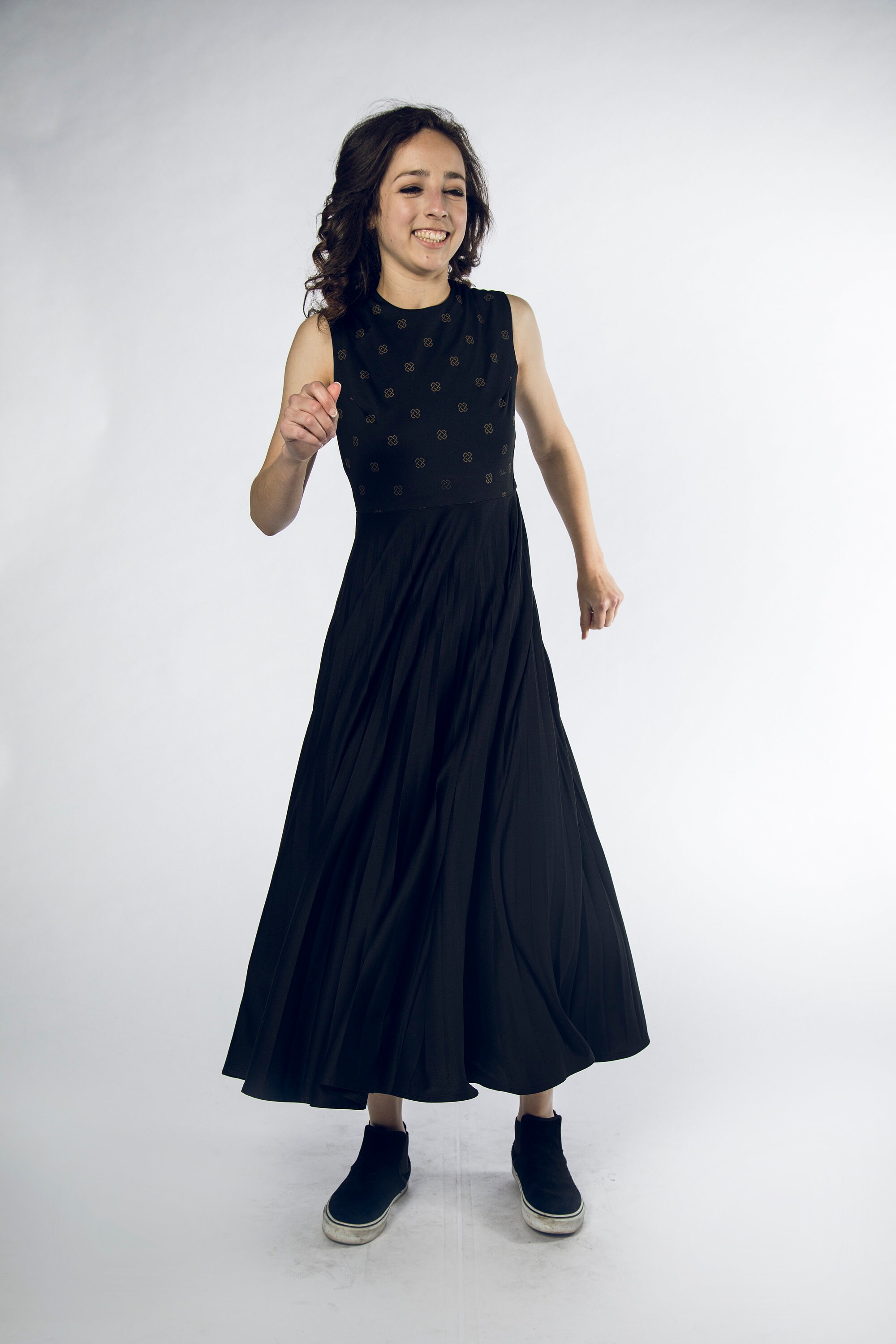 Amazing 1970s Black Alfred Shaheen Maxi Empire Sleeveless Dress With ...