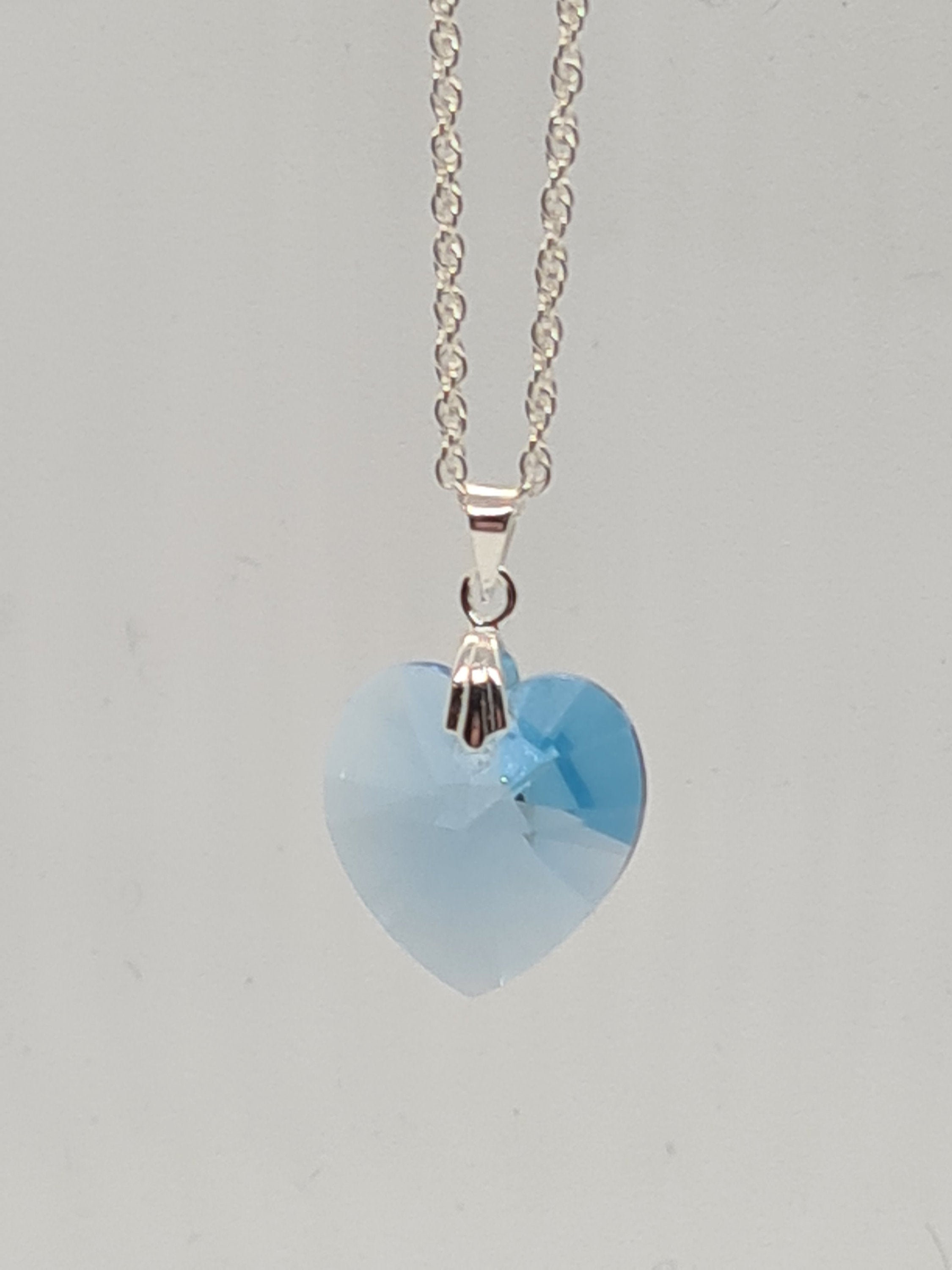 Blue Crystal Heart Pendant Swarovski Crystal Heart Pendant - Etsy UK