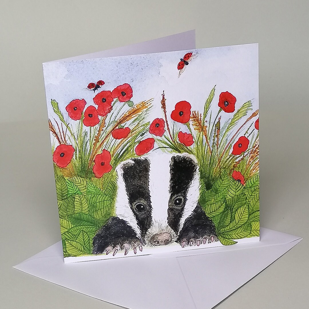 Badger Card / Birthday Card / Gift Card / Note Card / Square - Etsy UK