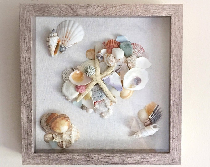 Unique Seashell Collage Art Seashell Home Decor Beach Home Decor ...