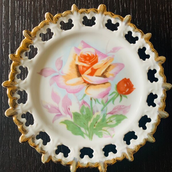 Vintage Floral Plate - Etsy