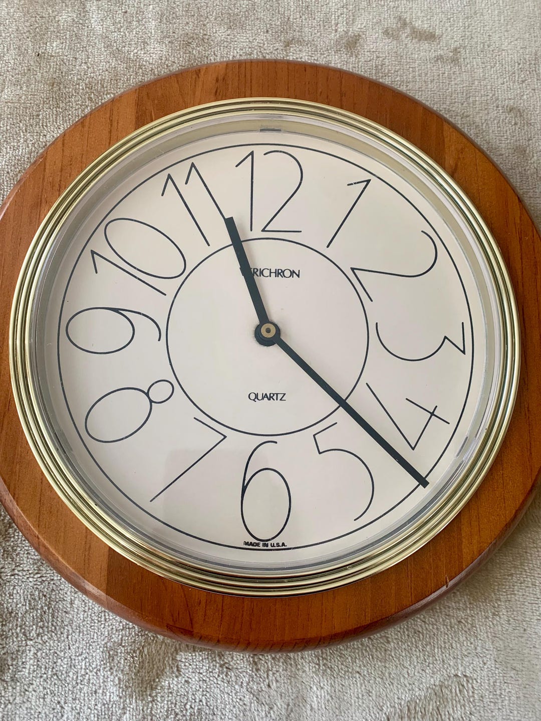 Vintage 2000 Verichron Made in USA Wood Brass Wall Clock/wood Wall ...