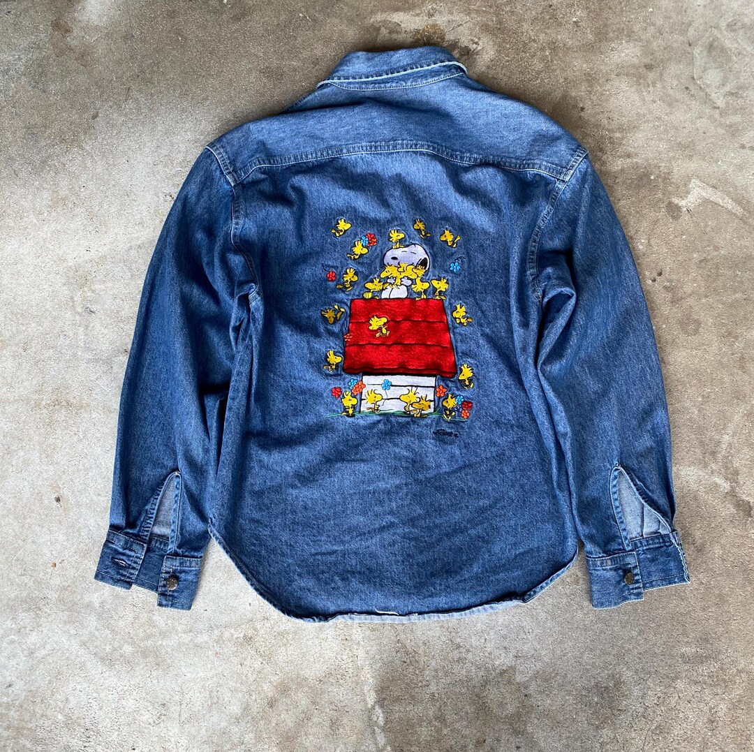 Vintage Denim Snoopy and Woodstock Button Up - Etsy