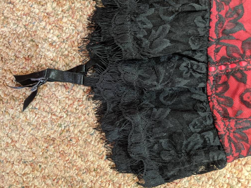 Black & Red Lace Corset - Etsy