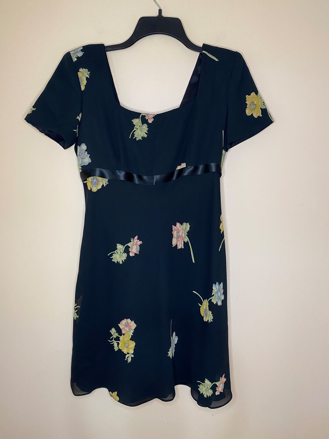 90s Donna Ricco Anemone Floral Print Dress - Etsy