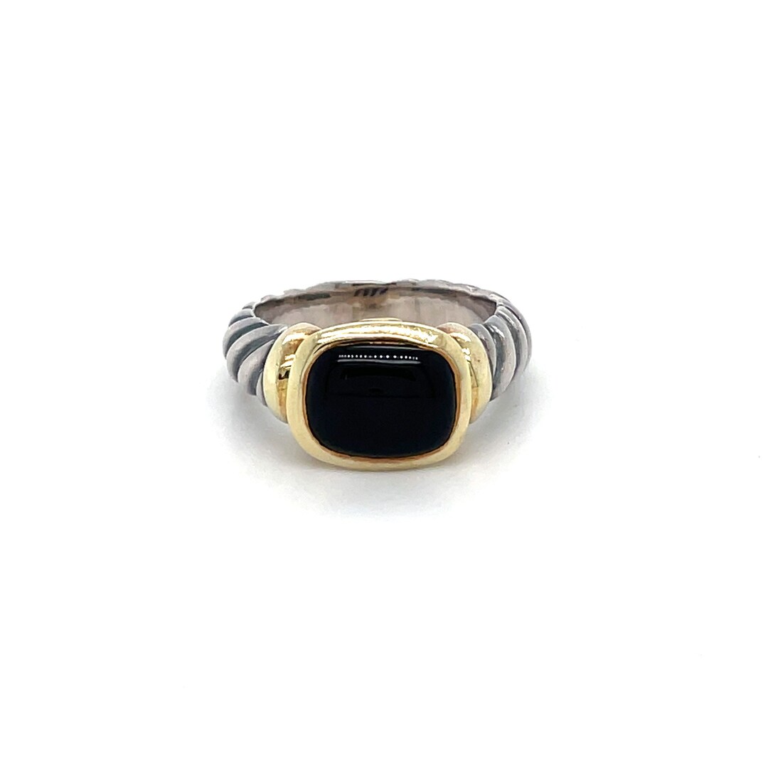 David Yurman Black Onyx Ring in 18K Gold and Sterling Silver – Cable ...