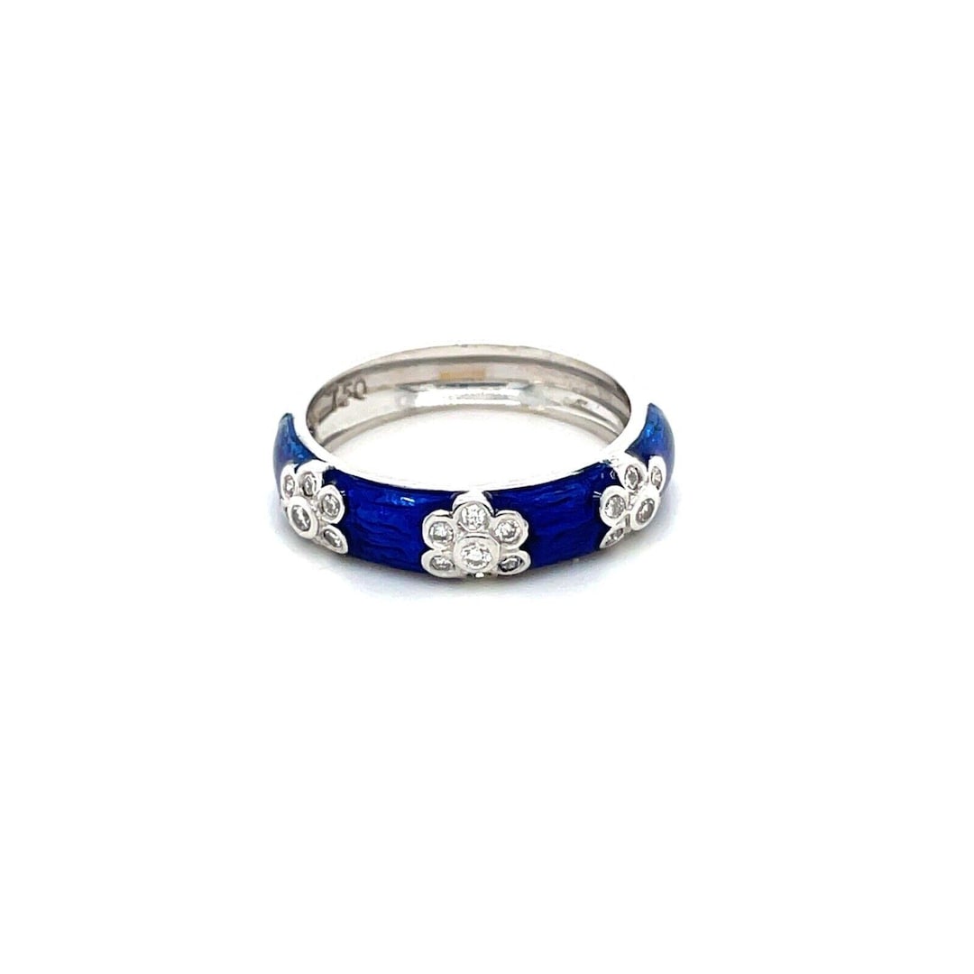 Hidalgo Enamel Ring in 18k White Gold With Diamonds - Etsy