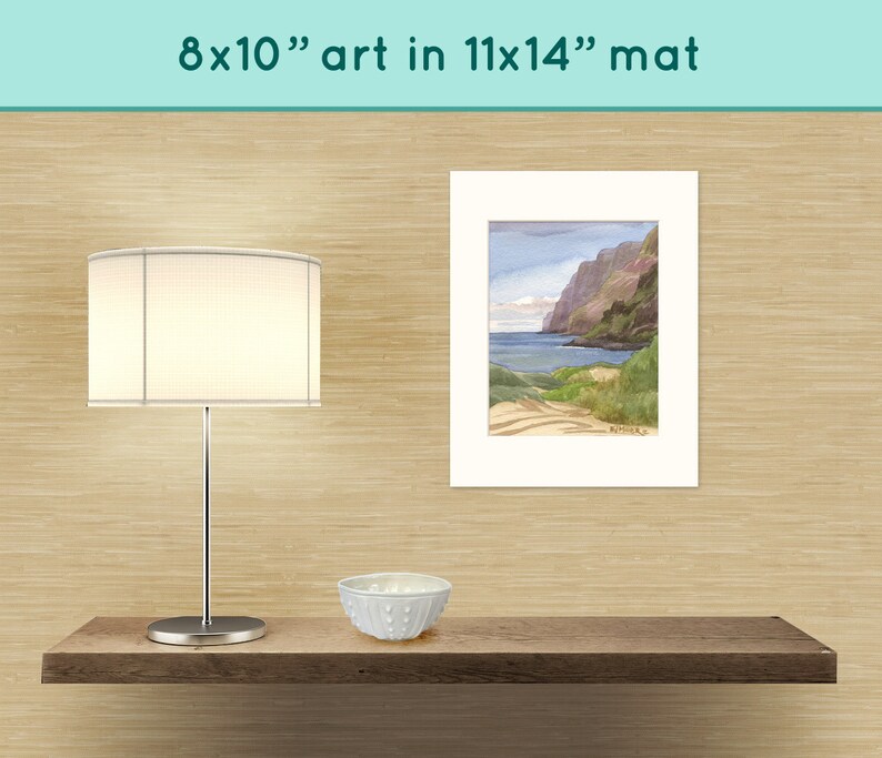 Polihale Kauai Beach Art Print - Hawaii Watercolor Print, Kauai Ocean ...