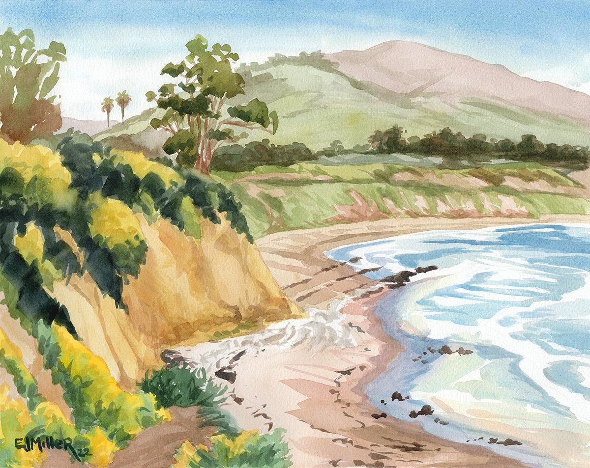 Carpinteria California Art Print, Santa Barbara Watercolor, California ...