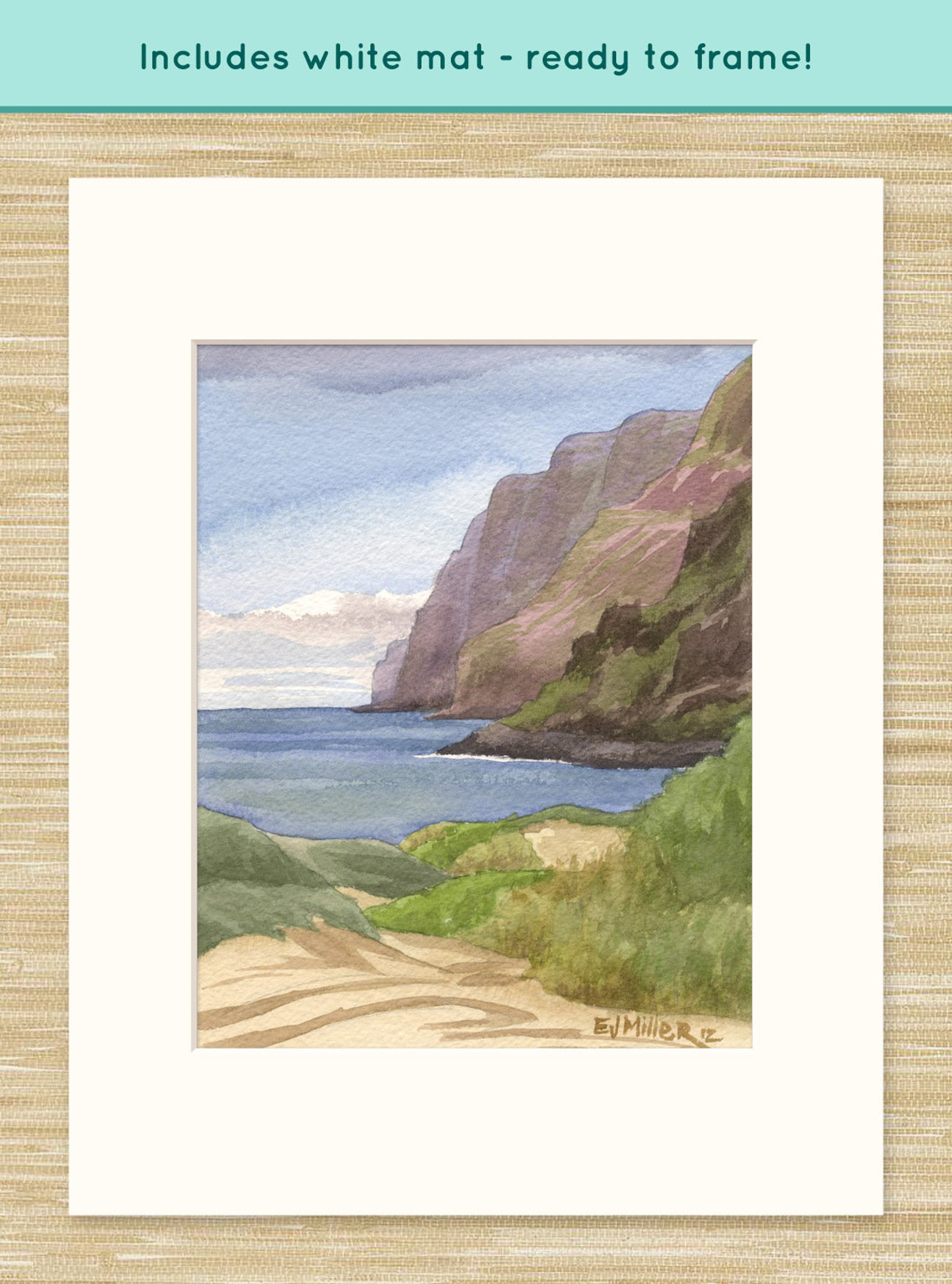 Polihale Kauai Beach Art Print - Hawaii Watercolor Print, Kauai Ocean ...