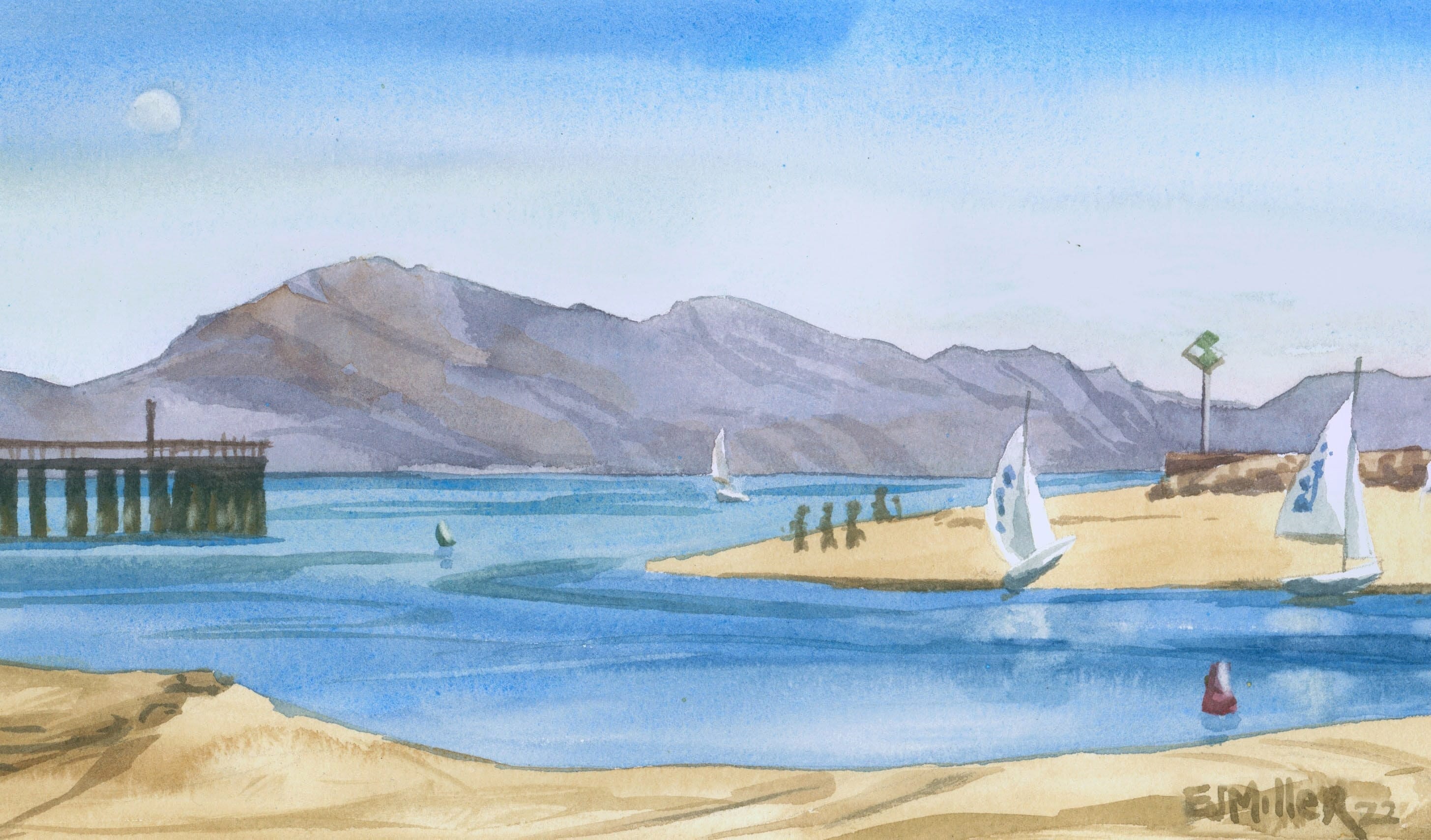 Santa Barbara California Art Print, Santa Barbara Harbor Sailboats ...