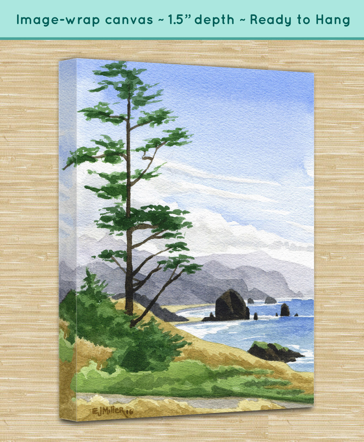 Haystack Rock Cannon Beach art print Oregon coast watercolor | Etsy