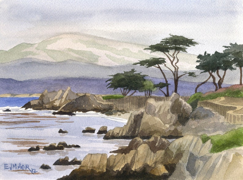 Monterey Bay Art Print Lovers Point Carmel Painting Monterey - Etsy