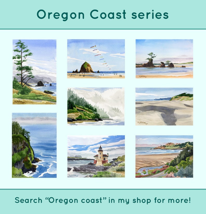 Cannon Beach Oregon Art Print, Haystack Rock Watercolor Painting ...