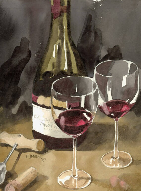 Red Wine Art Print Wine Painting Red Wine Wall Artwork Wine - Etsy