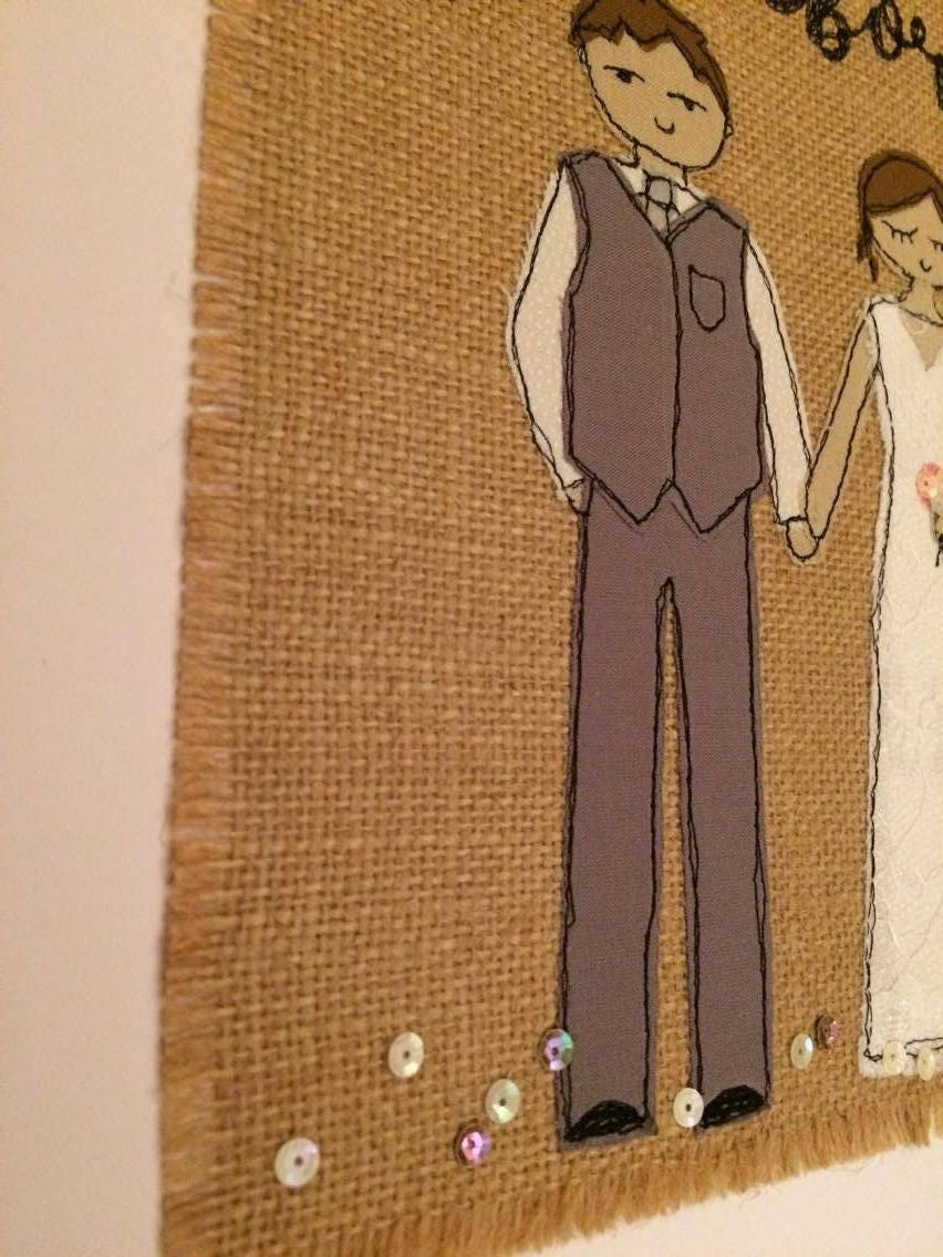 Personlaised Wedding Embroidery Picture Mounted - Etsy