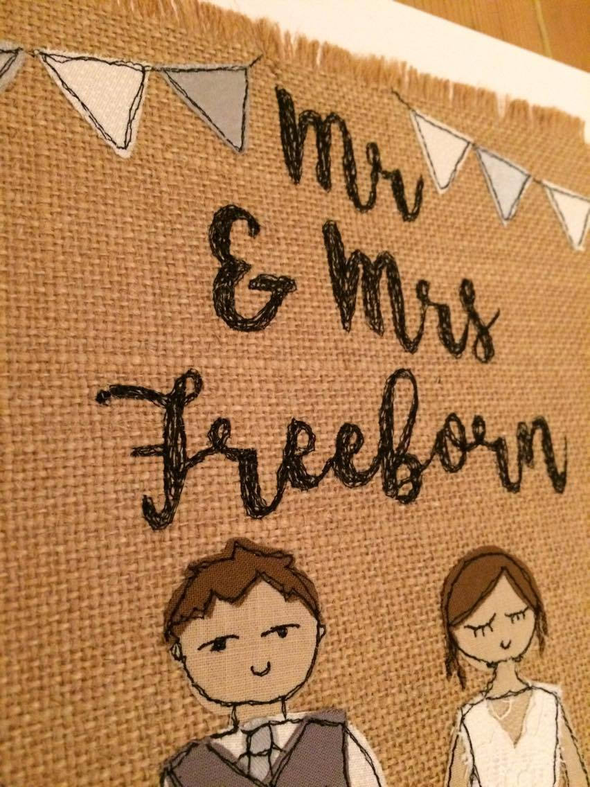 Personlaised Wedding Embroidery Picture Mounted - Etsy