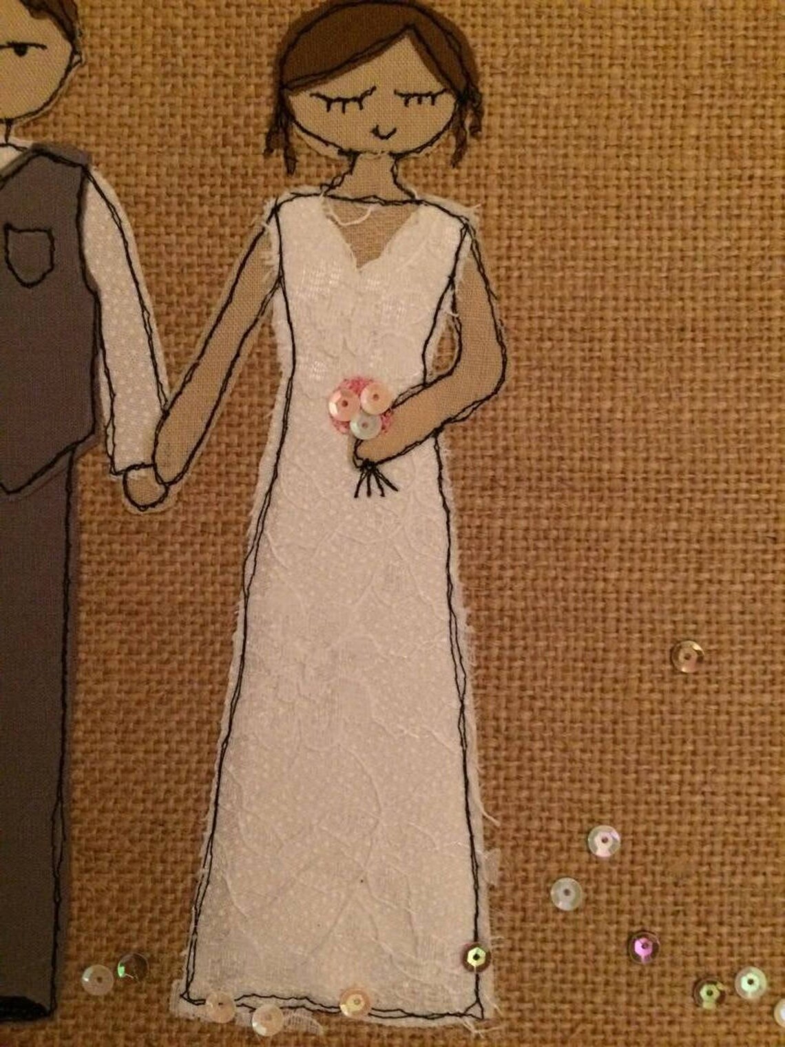 Personlaised Wedding Embroidery Picture Mounted - Etsy
