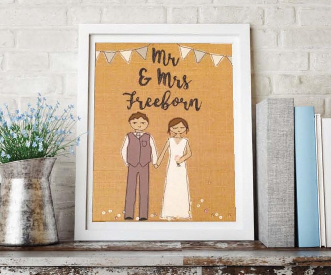 Personlaised Wedding Embroidery Picture Mounted - Etsy