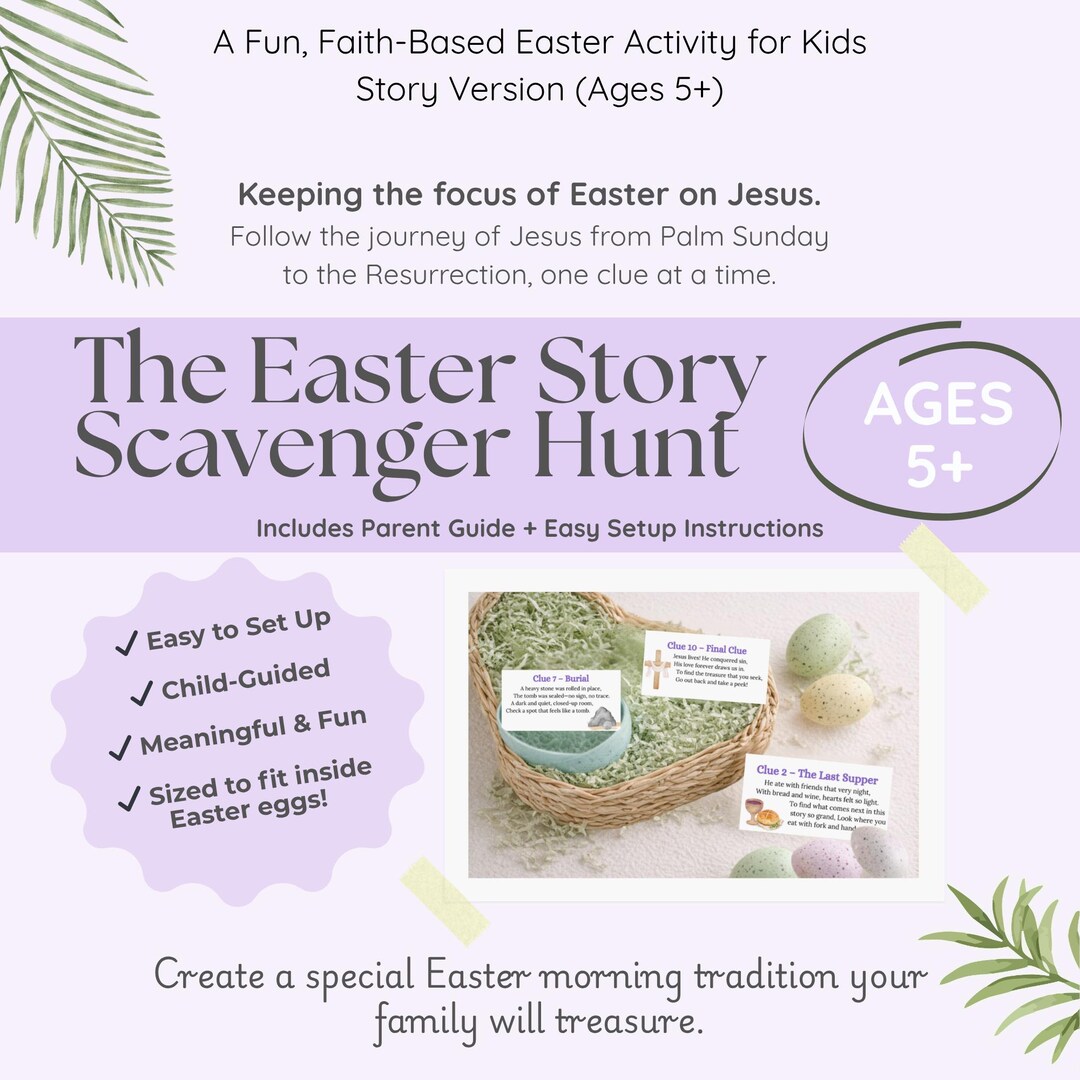 Easter Scavenger Hunt (ages 5+) | Christian Easter Activity Printable ...