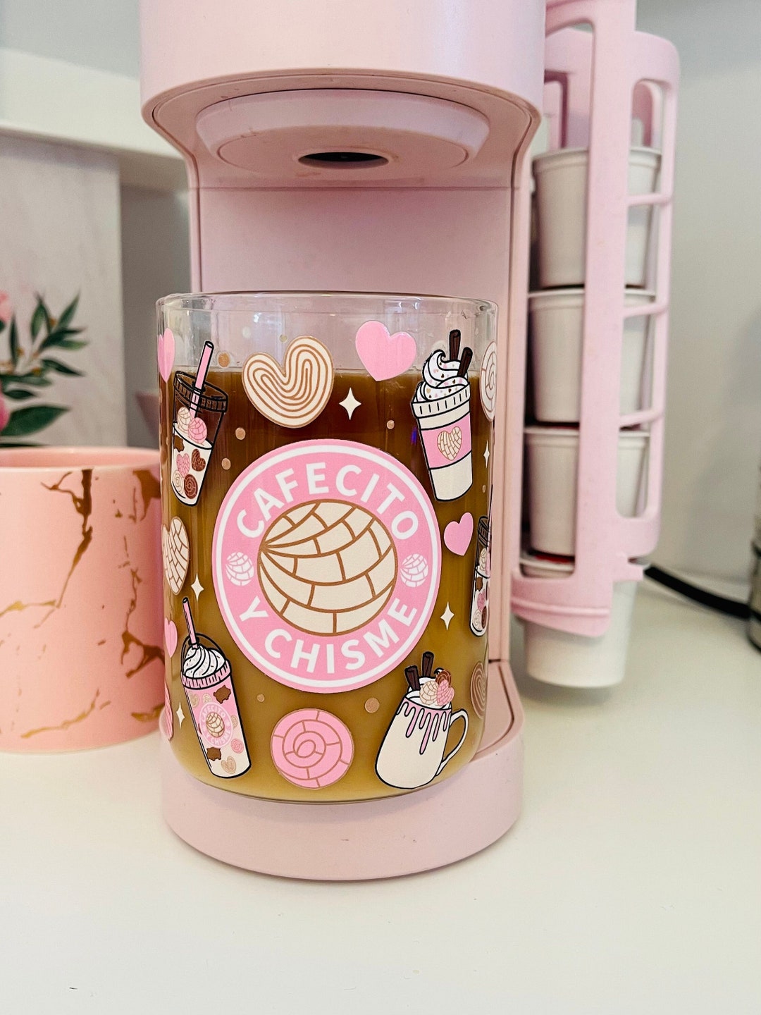 Cafecito Y Chisme Glass Mug With Bamboo Lid - Etsy